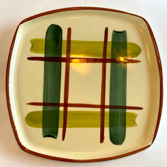 Blair | Dining | Vintage Blair Round Square Plate Gay Plaid Decorated ...